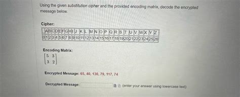 Solved Using The Given Substitution Cipher And The Provided