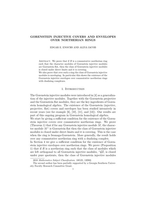 Pdf Gorenstein Injective Covers And Envelopes Over Noetherian Rings