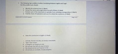 Solved 7 The Following Logic Problem Involves Translating