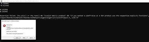 C Assertion Failed Ls Rhsrows Andand Invalid Matrix