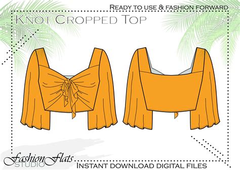 Knot Front Crop Top Fashion Flat Sketch Archivo De Etsy España