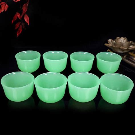 Natural Jade Tea Cup Set Jade Water Cup Retro Wine Glass Bowl Tea Cup