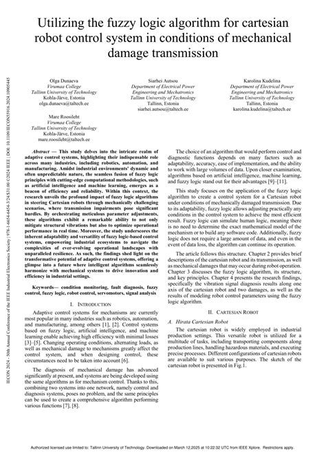 Pdf Utilizing The Fuzzy Logic Algorithm For Cartesian Robot Control