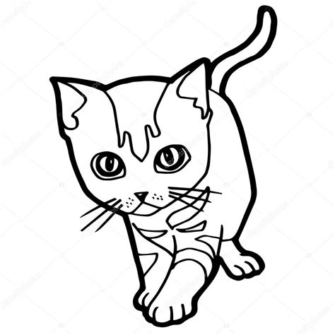 Desenhos animados Cat Coloring Page para criança isolada em branco