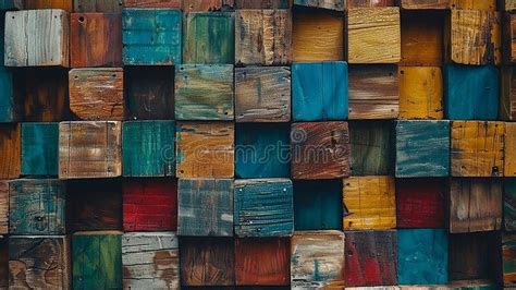 Rustic Wooden 3d Cubes Arranged In Abstract Stack Formation Creating A