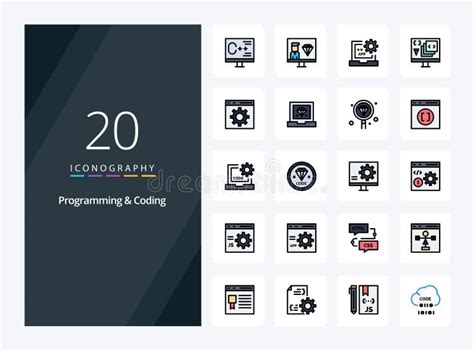 20 Programming And Coding Line Filled Icon For Presentation Stock Vector Illustration Of Icon