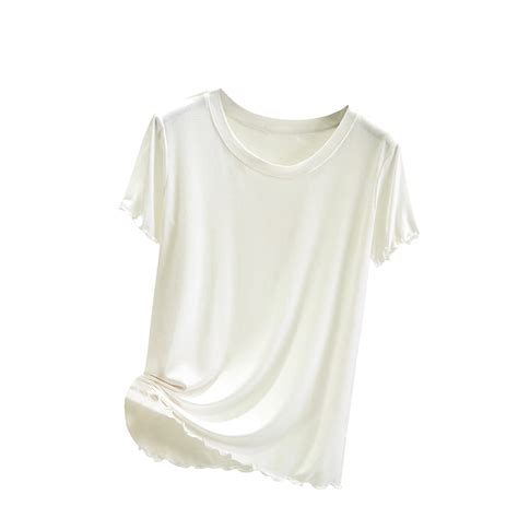 Uyisj Womens Summer Tops Casual V Neck Short Sleeve Tshirt Lettuce Trim
