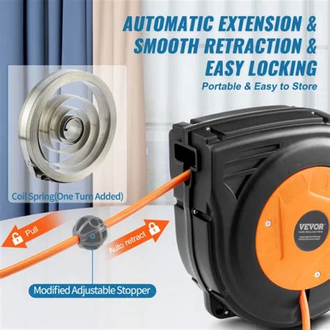 Dropship VEVOR Retractable Extension Cord Reel 30 FT Heavy Duty 16AWG