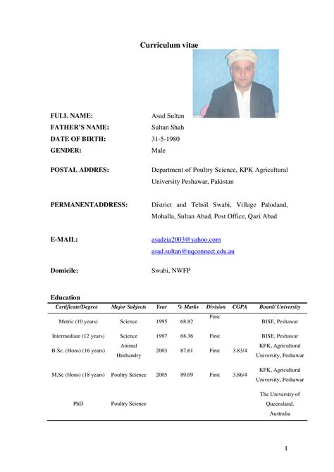 pdf resume dr asad · 1 curriculum vitae full name asad sultan