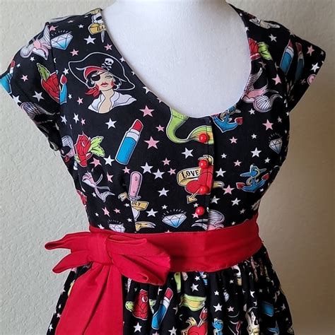 Deadly Dames Dresses Deadly Dames Flash Tattoo Print Hot Rod Honey