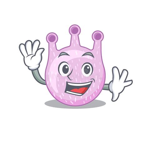 A Charismatic Li Bacteria Mascot Design Style Smiling And Waving