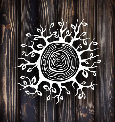 Tree Symbol With Roots And A Spiral Stock Vector Illustration Of Design White