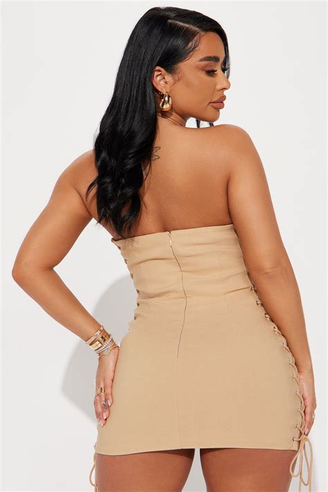The Chella Mini Dress Tan Fashion Nova