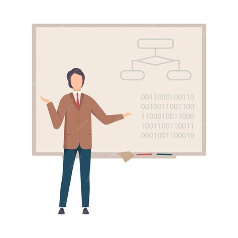 Premium Vector Man Stands Near The Blackboard And Teaches Programming