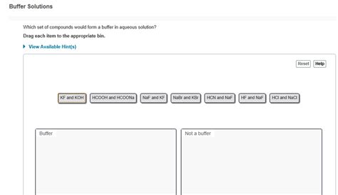solved buffer solutions which set of compounds would form a