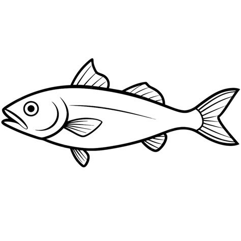 Haddock White Background Vector Illustration Line Art Premium Ai