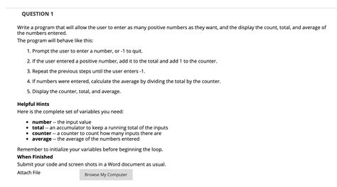 Solved Question Write A Program That Will Allow The User Chegg