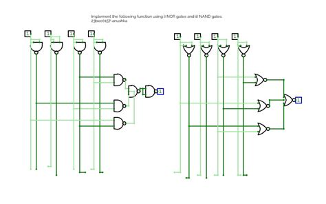 circuitverse implement the following function using i nor gates and