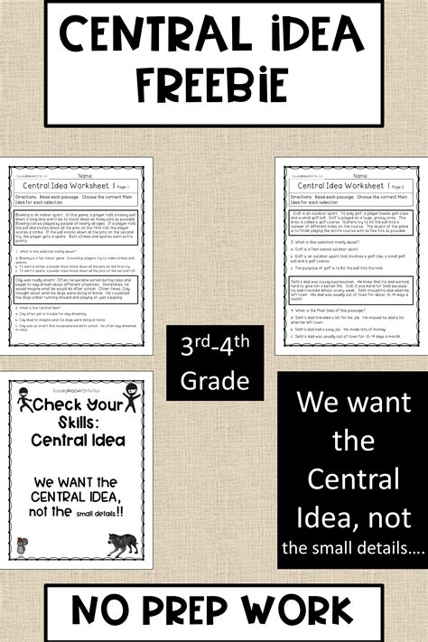 Central Idea And Details Worksheets