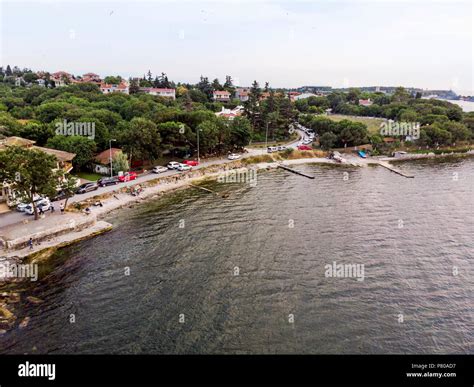 Aerial Drone View Of Istanbul Tuzla Seaside With Boats City Life Near