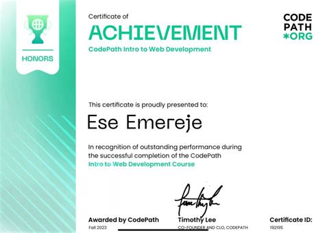 Ese Emereje On Linkedin Webdevelopment Codepath Honorsachievement