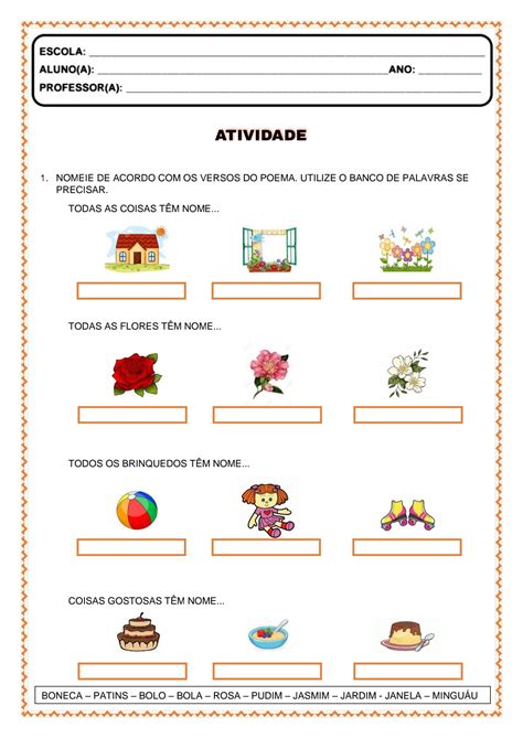 Atividade Gente tem sobrenome Toquinho Atividade referente à canção Gente tem sobrenome