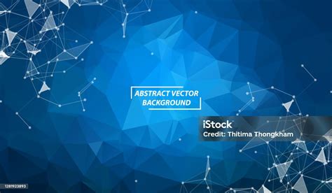 Abstract Blue Geometric Polygonal Background Molecule And Communication Connected Lines With