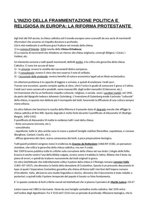 La Riforma Protestante Docsity