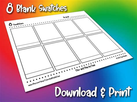 Swatch Blank Color Chart Printable Page DIY Color Chart Etsy