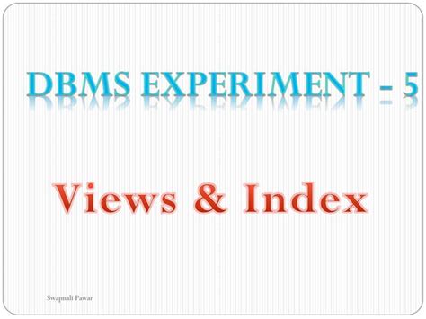 View And Index In Sql Pdf