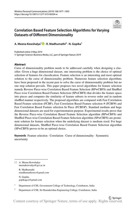 correlation based feature selection algorithms for varying datasets of