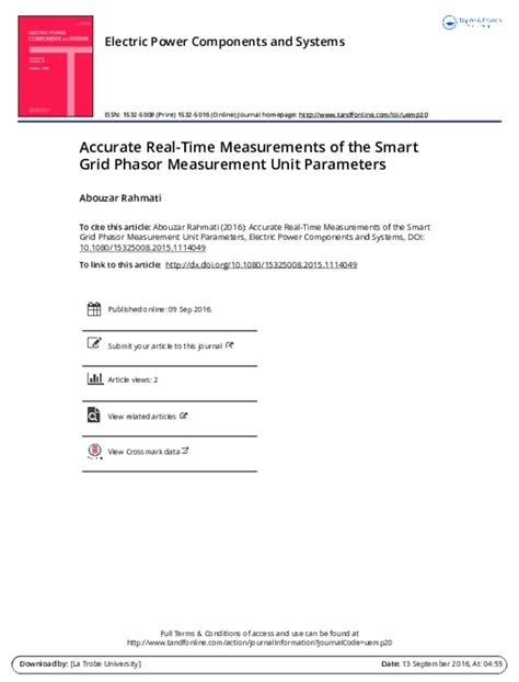 pdf accurate real time measurements of the smart grid phasor