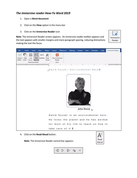 How To Microsoft Immersive Reader For Word2019 Pdf