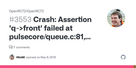 Crash Assertion Q Front Failed At Pulsecorequeuec81 Function Pa