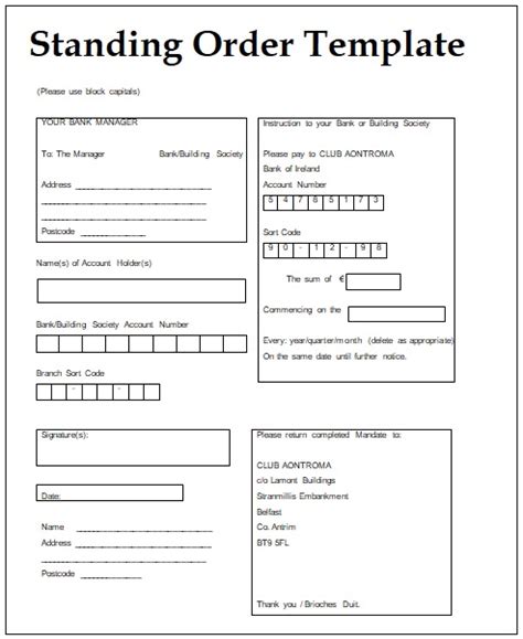 Standing Order Templates 11 Free Printable Word Excel And Pdf Formats