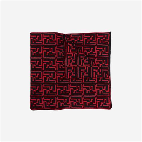 펜디 울 스카프 블랙 레드 Fendi Kream