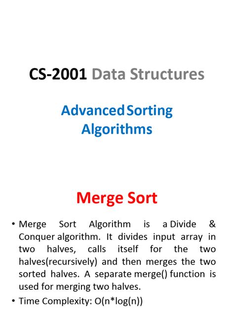 Adv Sorting Algo Pdf Applied Mathematics Computer Programming