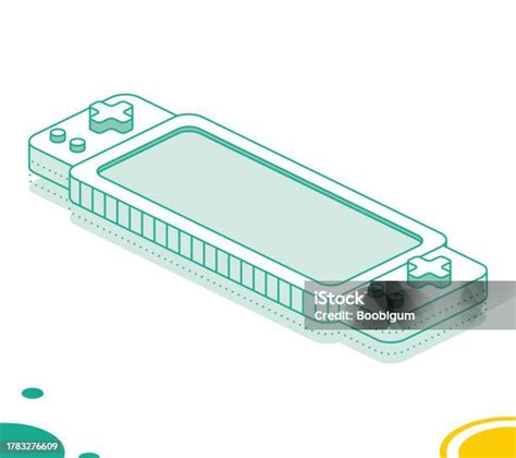 Isometric Portable Handheld Retro Gaming Console Outline Concept Object