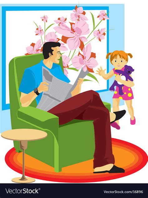 Father Reading Newspaper Clipart