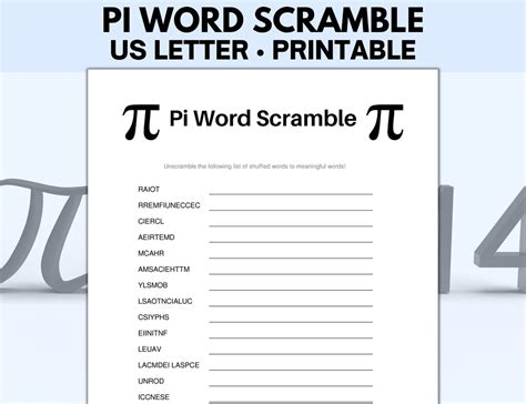 Pi Word Scramble Game Pi Day Games Pi Day Party Math Teacher Pi