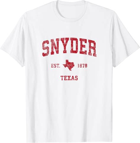 Snyder Texas Tx Vintage Sports Design Red Print T Shirt