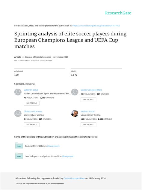 2010 Salvo Sprinting Analysis Of Elite Soccer Players During European