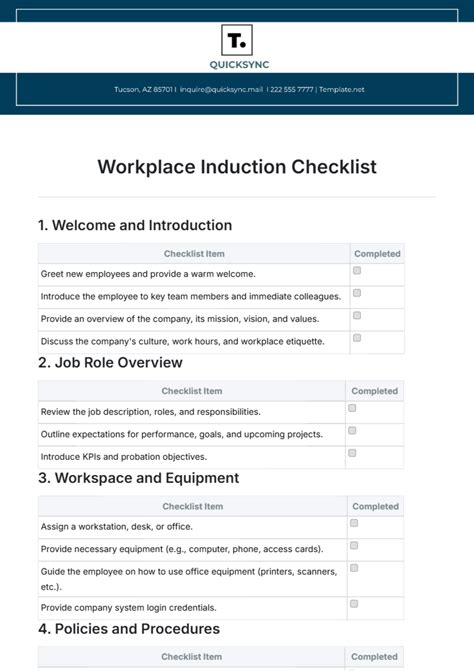 Free Safety Induction Checklist Template To Edit Online