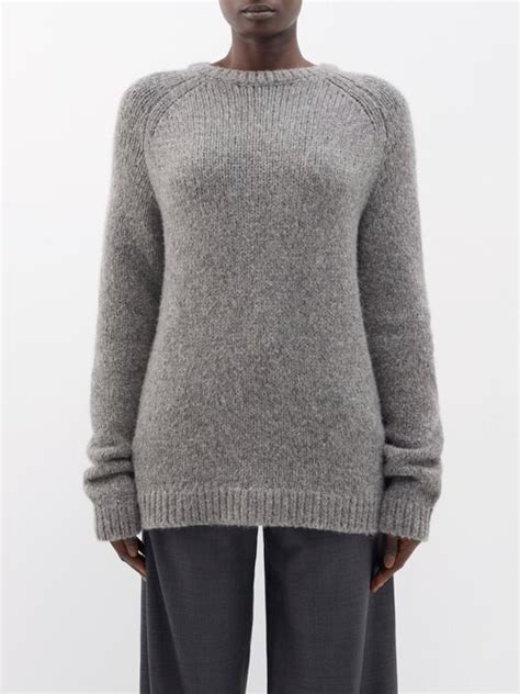 TotÊme Raglan Sleeve Chunky Knit Sweater Grey Editorialist