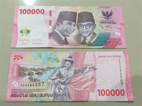 100000 Rupiah Indonesia Soekarno Mohammad Hatta Seratus Ribu Rupiah