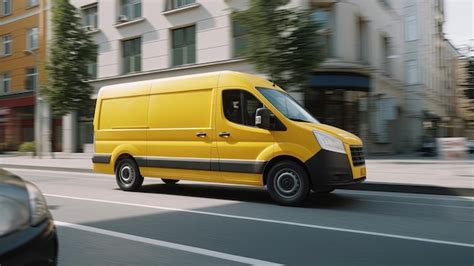 Premium AI Image Delivery Van On Abstract Fast Motion Blur Background