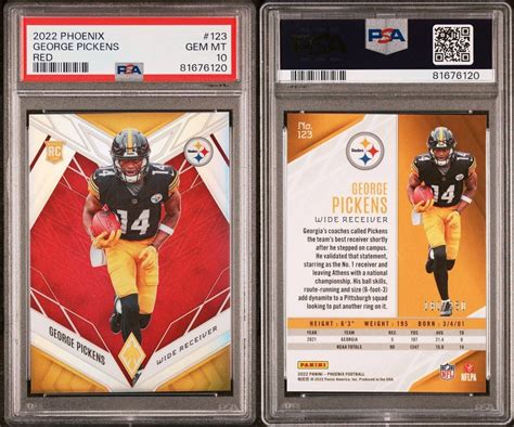 George Pickens 2022 Phoenix 123 Red 250 Psa 10 Price Guide Sports