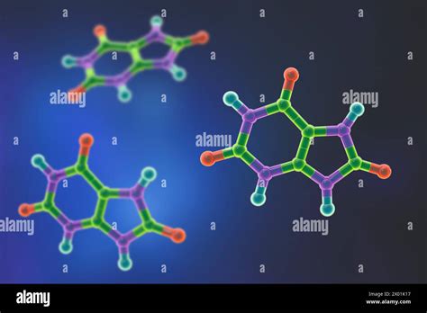 Illustration Of The Molecular Structure Of Uric Acid A Compound With