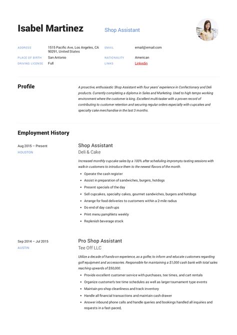Shop Assistant Resume Example And Writing Guide Pdf Samples 2019