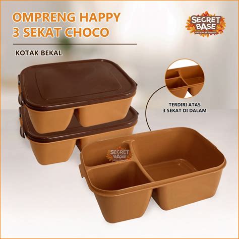 Jual Ompreng Happy 3 Sekat Choco Ompreng Kotak Makan Kotak Bekal Lunch Box Sekat Shopee